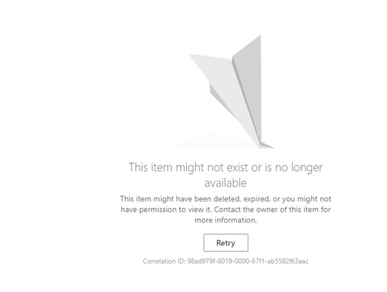 Es posible que este elemento no exista o ya no esté disponible Error de ...