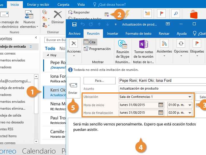 Cómo programar reuniones con Outlook