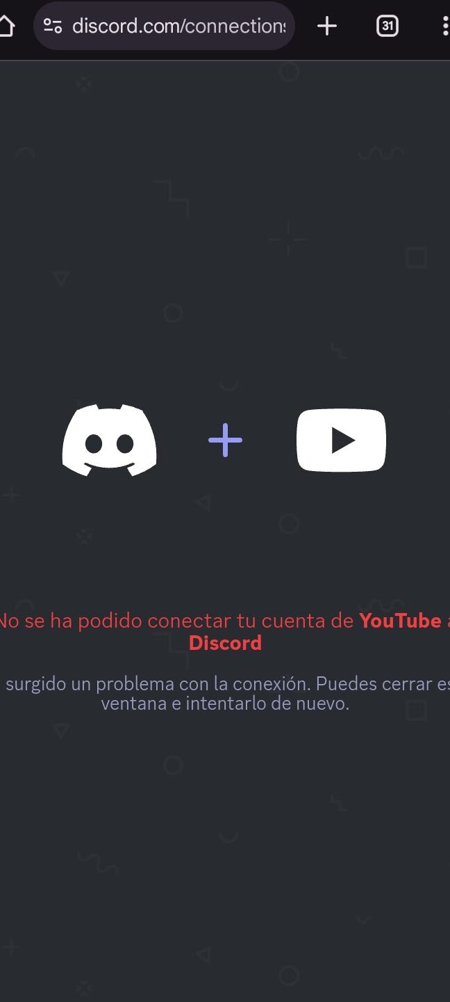 No se pudo conectar su cuenta de YouTube a Discord